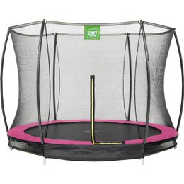 Gartentrampolin EXIT "Silhouette Ground" Trampoline Gr. Ø 244 cm, rosa (schwarz) Kinder Trampoline mit Sicherheitsnetz