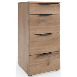 Schubkastenkommode wimex "Level by fresh to go" Sideboards Gr. B/H/T: 41 cm x 84 cm x 41 cm, 4, braun (plankeneiche nachbildung) Schubladenkommoden 4 Schubladen mit soft-close Funktion, 41cm breit, 84cm hoch