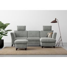 Ecksofa Home Affaire "Trelleborg L-Form", silber, B:249cm H:86cm T:162cm, 100% Polyester, Sofas, Ecksofa, wahlweise mit Bettfunktion und Bettkasten, inkl. Federkern-Polsterung