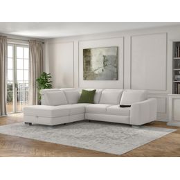 Sit & More Ecksofa SIT & MORE "Dundee L-Form", silber, B:263cm H:86cm T:219cm, Sofas, Ecksofa, mit Federkern und Edelstahlf&uuml;&szlig;en, wahlweise mit Kopfteilverstellung