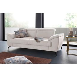 Sit & More 2-Sitzer SIT & MORE "Percy", beige (linen), B:197cm H:77cm T:112cm, Sofas, Clog, 12 cm Fu&szlig;h&ouml;he, Sitztiefenverstellung, wahlweise Kopfteilverstellung