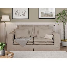 3-Sitzer Home Affaire "ALISSAS BIS mit vielen Kissen, Biesen an den Kissen", beige, B:196cm H:95cm T:108cm, 92% Polyester, 8% Nylon, Sofas, Hussen-Optik, kleine Taschen an der Seite zum Verstauen