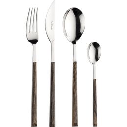 Pinti Inox Besteck-Set PINTINOX "Sushi" Essbesteck-Sets Gr. 24 tlg., braun (edelstahlfarben, wengefarben) Besteckgarnituren mit Kunststoffgriff in Holz-Optik