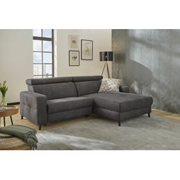Jockenh&ouml;fer Ecksofa JOCKENH&Ouml;FER GRUPPE "Doppio L-Form mit elektromotorischer Relaxfunktion und", grau (anthrazit), B:247cm T:100cm, Korpus: 100% Polyester;Kissen: 80% Polyester, 20% Baumwolle, Sofas, Ecksofa, induktiver Ladem&ouml;glichkeit + USB-A Ladeport, verstellbare Kopfst&uuml;tzen, Topseller