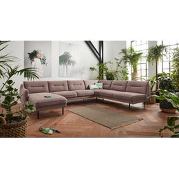 Wohnlandschaft Andas "Nordfyn U-Form", braun, B:323cm H:81cm T:239cm, Luxus-Microfaser Lederoptik (100% Polyester);Struktur weich (100% Polyester);100% NaturLEDER, Sofas, edles Design in 3 Bezugsqualitäten, Design by Morten Georgsen