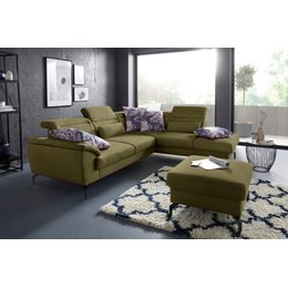 Sit & More Ecksofa SIT & MORE "Percy L-Form", gr&uuml;n, B:270cm T:235cm, Sofas, Ecksofa, 15 cm Fu&szlig;h&ouml;he, Sitztiefenverstellung, wahlweise in 2 Fu&szlig;farben