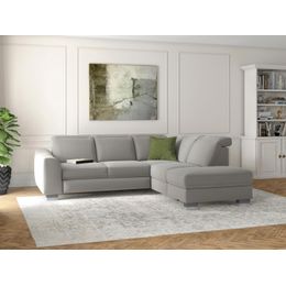 Sit & More Ecksofa SIT & MORE "Dundee L-Form", grau, B:263cm H:86cm T:219cm, Sofas, Ecksofa, mit Federkern und Edelstahlf&uuml;&szlig;en, wahlweise mit Kopfteilverstellung