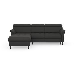 Sit & More Ecksofa SIT & MORE "Marano L-Form", grau (anthrazit), B:257cm T:166cm, 100% Polyester, Sofas, Ecksofa, inklusive Kopfteilverstellung, wahlweise mit Bettfunktion, Bettkasten