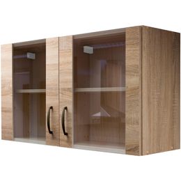 Glashängeschrank Flex-Well "Bergen" Schränke Gr. B/H/T: 100 cm x 55 cm x 32 cm, 2 St., braun (sonoma eiche) Hängeschränke (B x H T) 100 54,8 32 cm