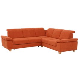 Ecksofa Home Affaire "Dalia L-Form", orange (terra), B:256cm T:236cm, Luxus-Microfaser Florence (100% Polyester);Luxus-Microfaser weich (90% Polyester, 10% Polyamid);Webstoff (100% Polyester), Sofas, Ecksofa, mit Federkernpolsterung, wahlweise mit Bettfunktion, Bettkasten