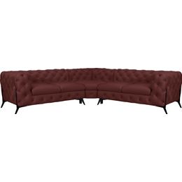 Chesterfield-Sofa LEONIQUE "Amaury L-Form", rosa (rose), B:264cm H:75cm T:262cm, Struktur (100% Polyester);Samtoptik (100% Polyester), Sofas, Chesterfield-Optik, Breite/Tiefe je 262 cm, Fußfarbe wählbar