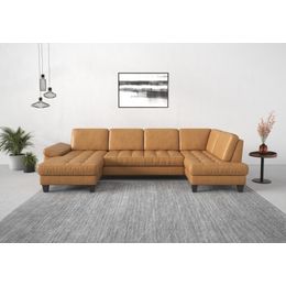 Sit & More Wohnlandschaft SIT & MORE "Westham U-Form", braun (cognac), B:338cm H:88cm T:172cm, 100% Polyester, Sofas, Wohnlandschaft, wahlweise mit Bettfunktion, Bettkasten, Sitztiefenverstellung