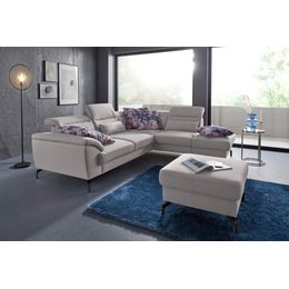 Sit & More Ecksofa SIT & MORE "Percy L-Form", grau, B:270cm T:235cm, Sofas, Ecksofa, 15 cm Fu&szlig;h&ouml;he, Sitztiefenverstellung, wahlweise in 2 Fu&szlig;farben