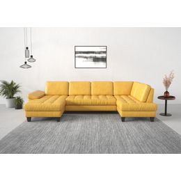 Sit & More Wohnlandschaft SIT & MORE "Westham U-Form", gelb (dijon), B:338cm H:88cm T:172cm, 100% Polyester, Sofas, Wohnlandschaft, wahlweise mit Bettfunktion, Bettkasten, Sitztiefenverstellung