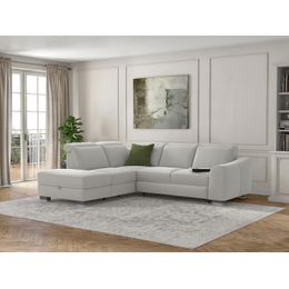 Sit & More Ecksofa SIT & MORE "Dundee L-Form", silber, B:263cm H:86cm T:219cm, Sofas, Ecksofa, mit Federkern und Edelstahlf&uuml;&szlig;en, wahlweise mit Kopfteilverstellung