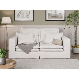 3-Sitzer Home Affaire "ALISSAS BIS mit vielen Kissen, Biesen an den Kissen", beige (creme), B:196cm H:95cm T:108cm, 92% Polyester, 8% Nylon, Sofas, Hussen-Optik, kleine Taschen an der Seite zum Verstauen