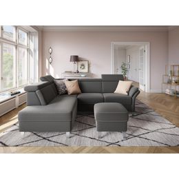 Sit & More Ecksofa SIT & MORE "Vincenzo L-Form", grau (anthrazit), B:245cm H:84cm T:193cm, Sofas, Ecksofa, inklusive Kopfteilverstellung, wahlweise mit Bettfunktion, Bettkasten