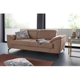 Sit & More 2-Sitzer SIT & MORE "Percy", beige, B:197cm T:112cm, Sofas, Clog, 12 cm Fu&szlig;h&ouml;he, Sitztiefenverstellung, wahlweise Kopfteilverstellung
