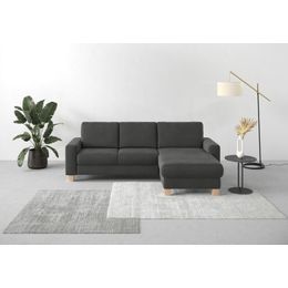 Ecksofa Home Affaire "Summer L-Form", grau (anthrazit), B:249cm H:91cm T:164cm, 95% Polyester, 5% Polyamid, Sofas, Ecksofa, mit Recamiere, mit oder ohne Bettfunktion und Bettkasten, Cord-Bezug