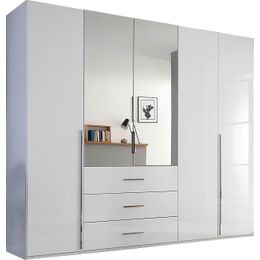 Drehtürenschrank Rauch "Montclar" Schränke Gr. B/H/T: 251 cm x 223 cm x 60 cm, 5 St., weiß (weiß, hochglanz weiß) Drehtürenschränke mit Schubkästen und Spiegel, inkl. Wäscheeinteilung