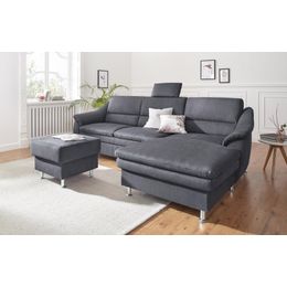 Sit & More Ecksofa SIT & MORE "Cardoso L-Form", grau (dunkelgrau), B:264cm H:90cm T:162cm, Luxus-Microfaser 2 (100% Polyester);Luxus-Microfaser ALTARA NUBUCK (100% Polyester);Luxus-Microfaser 1 (100% Polyester), Sofas, Ecksofa, mit Federkern, wahlweise mit Bettfunktion