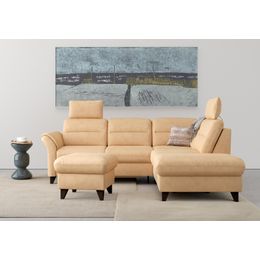 Sit & More Ecksofa SIT & MORE "Mellum L-Form", braun (macciato), B:253cm H:87cm T:212cm, 100% Polyester, Sofas, Ecksofa, Federkern, wahlweise mit Bettfunktion, Stauraum und Armteilfunktion