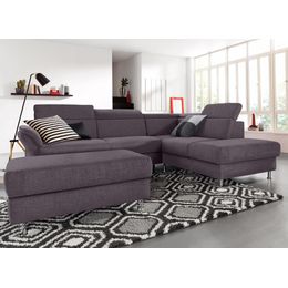 Sit & More Ecksofa SIT & MORE "Avignon L-Form", grau (dunkelgrau), B:269cm H:97cm T:228cm, Struktur fein ( 100% Polyester);Struktur (100% Polyester);Struktur grob ( 100% Polypropylen), Sofas, Ecksofa, inklusive Kopfteilverstellung, wahlweise mit Bettfunktion