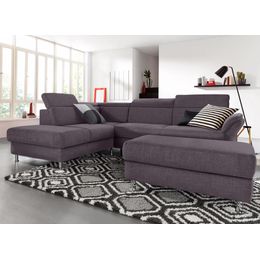Sit & More Ecksofa SIT & MORE "Avignon L-Form", grau (dunkelgrau), B:269cm H:97cm T:228cm, Struktur fein ( 100% Polyester);Struktur (100% Polyester);Struktur grob ( 100% Polypropylen), Sofas, Ecksofa, inklusive Kopfteilverstellung, wahlweise mit Bettfunktion