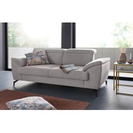 Sit & More 2-Sitzer SIT & MORE "Percy", grau, B:197cm H:77cm T:112cm, Sofas, Clog, 12 cm Fu&szlig;h&ouml;he, Sitztiefenverstellung, wahlweise Kopfteilverstellung