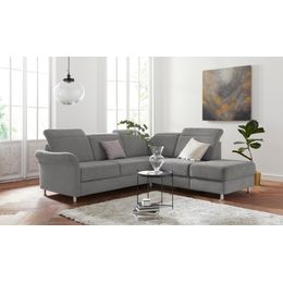 Sit & More Ecksofa SIT & MORE "Darwin L-Form", grau, B:249cm T:221cm, Sofas, Ecksofa, inklusive Federkern, wahlweise mit Kopfteilverstellung, Bettfunktion
