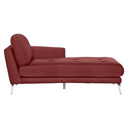 Chaiselongue W.Schillig "softy" Sofas Gr. B/H/T: 106 cm x 79 cm x 168 cm, Chenille-Flachgewebe R66, Armlehne rechts, rot (red r66) Chaiselongues mit dekorativer Heftung im Sitz, Füße Chrom glänzend