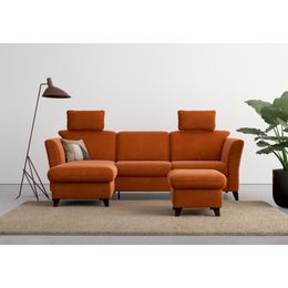 Ecksofa Home Affaire "Trelleborg L-Form", rosa (kupfer), B:249cm H:86cm T:162cm, 95% Polyester, 5% Polyamid, Sofas, Ecksofa, wahlweise mit Bettfunktion und Bettkasten, inkl. Federkern-Polsterung