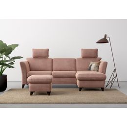 Ecksofa Home Affaire "Trelleborg L-Form", rosa (altrosa), B:249cm H:86cm T:162cm, 95% Polyester, 5% Polyamid, Sofas, Ecksofa, wahlweise mit Bettfunktion und Bettkasten, inkl. Federkern-Polsterung