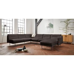 Wohnlandschaft Andas "Nordfyn U-Form", braun, B:323cm H:81cm T:239cm, Luxus-Microfaser Lederoptik (100% Polyester);Struktur weich (100% Polyester);100% NaturLEDER, Sofas, edles Design in 3 Bezugsqualitäten, Design by Morten Georgsen
