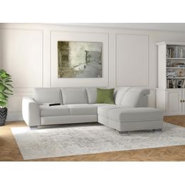 Sit & More Ecksofa SIT & MORE "Dundee L-Form", silber, B:263cm H:86cm T:219cm, Sofas, Ecksofa, mit Federkern und Edelstahlf&uuml;&szlig;en, wahlweise mit Kopfteilverstellung