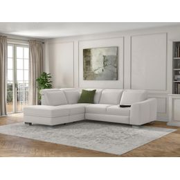 Sit & More Ecksofa SIT & MORE "Dundee L-Form", silber, B:263cm H:86cm T:219cm, Sofas, Ecksofa, mit Federkern und Edelstahlf&uuml;&szlig;en, wahlweise mit Kopfteilverstellung