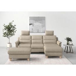 Sit & More Ecksofa SIT & MORE "Far&ouml; L-Form", beige, B:234cm H:90cm T:168cm, Sofas, Ecksofa, inklusive Federkern, wahlweise mit Bettfunktion und Bettkasten