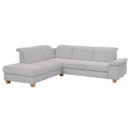 Ecksofa Home Affaire "Dalia L-Form", silber, B:256cm H:83cm T:221cm, Luxus-Microfaser Florence (100% Polyester);Luxus-Microfaser weich (90% Polyester, 10% Polyamid);Webstoff (100% Polyester), Sofas, Ecksofa, mit Federkernpolsterung, wahlweise mit Bettfunktion, Bettkasten