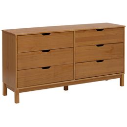 Kommode Home Affaire "Post" Sideboards Gr. B/H/T: 150 cm x 75 cm x 39 cm, 6 St., beige (natur) massives Kiefernholz, mit vielen Stauraummöglichkeiten, Breite 150 cm