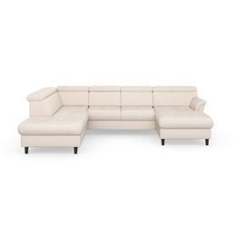 Sit & More Wohnlandschaft SIT & MORE "Marano U-Form", beige (creme), B:304cm T:216cm, 100% Polyester, Sofas, Wohnlandschaft, inklusive Kopfteilverstellung, wahlweise mit Bettfunktion, Bettkasten