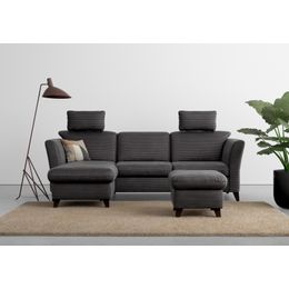 Ecksofa Home Affaire "Trelleborg L-Form", grau, B:249cm H:86cm T:162cm, 100% Polyester, Sofas, Ecksofa, wahlweise mit Bettfunktion und Bettkasten, inkl. Federkern-Polsterung