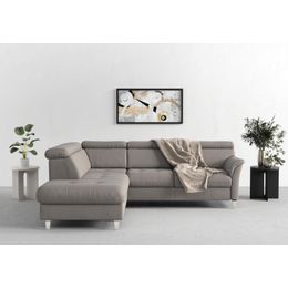 Sit & More Ecksofa SIT & MORE "Marano L-Form", grau, B:252cm T:216cm, 100% Polyester, Sofas, Ecksofa, inklusive Kopfteilverstellung, wahlweise mit Bettfunktion, Bettkasten