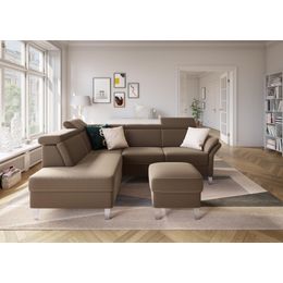 Sit & More Ecksofa SIT & MORE "Vincenzo L-Form", braun, B:245cm H:84cm T:193cm, Sofas, Ecksofa, inklusive Kopfteilverstellung, wahlweise mit Bettfunktion, Bettkasten