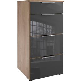 Schubkastenkommode wimex "Level36 C by fresh to go" Sideboards Gr. B/H/T: 41 cm x 84 cm x 41 cm, 4, grau (plankeneiche nachbildung, glas grey) Schubladenkommoden mit Glaselementen auf der Front, soft-close Funktion, 41cm breit