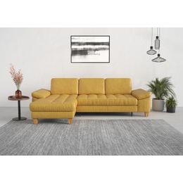 Sit & More Ecksofa SIT & MORE "Westham L-Form", gelb (dijon), B:275cm H:88cm T:172cm, 100% Polyester, Sofas, Ecksofa, mit Recamiere, mit oder ohne Bettfunktion, Bettkasten, F&uuml;&szlig;e Eiche