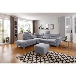 Ecksofa Home Affaire "Soleo L-Form", grau, B:262cm H:89cm T:235cm, Luxus-Microfaser ALTARA NUBUCK (100% Polyester);Struktur (100% Polyester);Luxus-Microfaser Lederoptik (100% Polyester), Sofas, Ecksofa, komfortabel durch Trapezecke mit Relaxfunktion, auch mit Bettfunktion