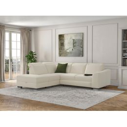 Sit & More Ecksofa SIT & MORE "Dundee L-Form", beige (creme), B:263cm H:86cm T:219cm, Sofas, Ecksofa, mit Federkern und Edelstahlf&uuml;&szlig;en, wahlweise mit Kopfteilverstellung