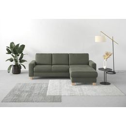 Ecksofa Home Affaire "Summer L-Form", gr&uuml;n (olive), B:249cm H:91cm T:164cm, 95% Polyester, 5% Polyamid, Sofas, Ecksofa, mit Recamiere, mit oder ohne Bettfunktion und Bettkasten, Cord-Bezug