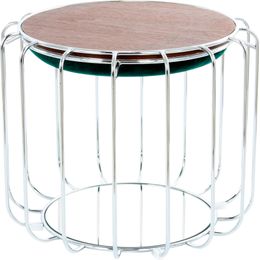 Beistelltisch Kayoom "Beistelltisch / Pouf Comfortable 110" Tische grün (dunkelgrün, silber) Beistelltische praktisch umzuwandeln in Tisch oder Hocker, mit Spiegelglas