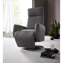 Sit & More Relaxsessel SIT & MORE "Kobra", grau (anthrazit), B:71cm H:112cm T:82cm, Luxus-Kunstleder;NaturLEDER (echtes Rindsleder);Luxus-Microfaser (100% Polyester), Sessel, Relaxsessel, in Gr&ouml;&szlig;e L, wahlweise mit Motor und Aufstehhilfe